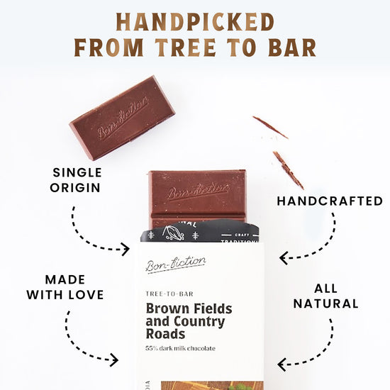 Brown Fields & Country Roads - 55% Dark Milk Chocolate – Bon Fiction